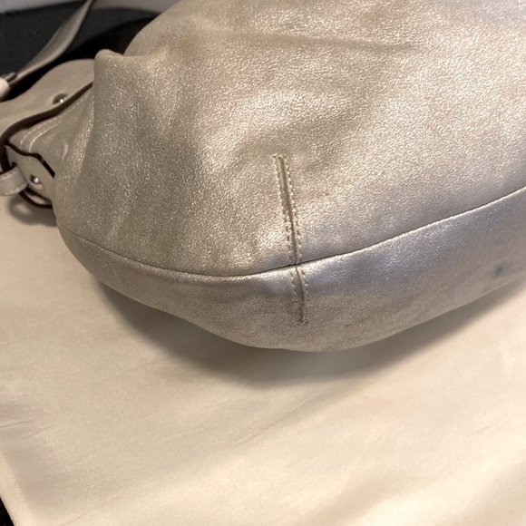 Coach | Bags | Coach Beautiful Silvery Metallic Buttery Soft Hobo Tote ...